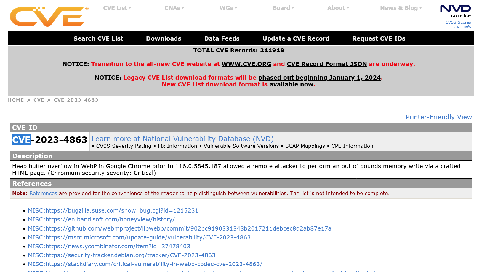 Seria falla di sicurezza sulla libreria Google libwebp WebP